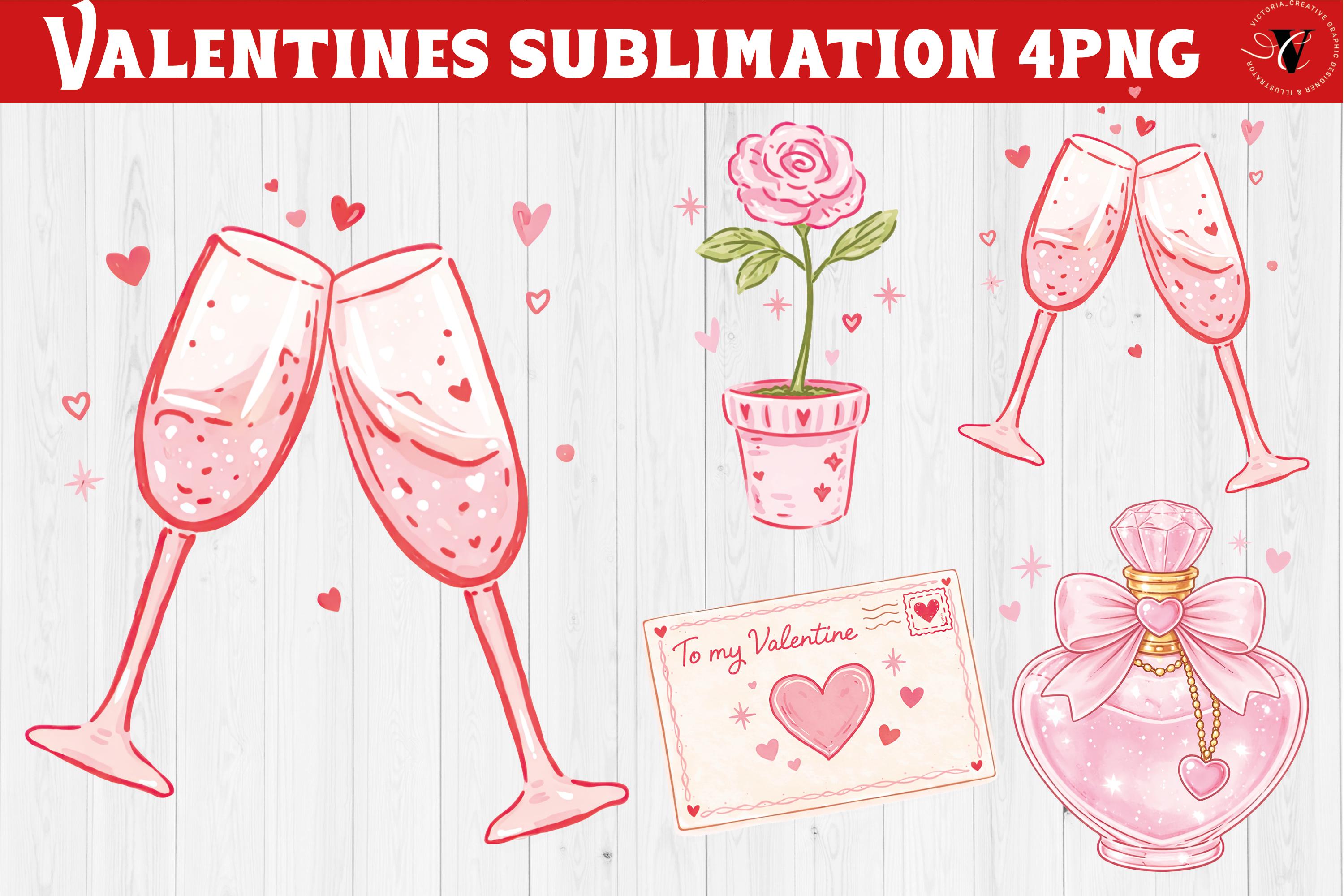 Hand Drawn Valentine Clipart Bundle | 37 Cute Pink Valentine Pngs ...
