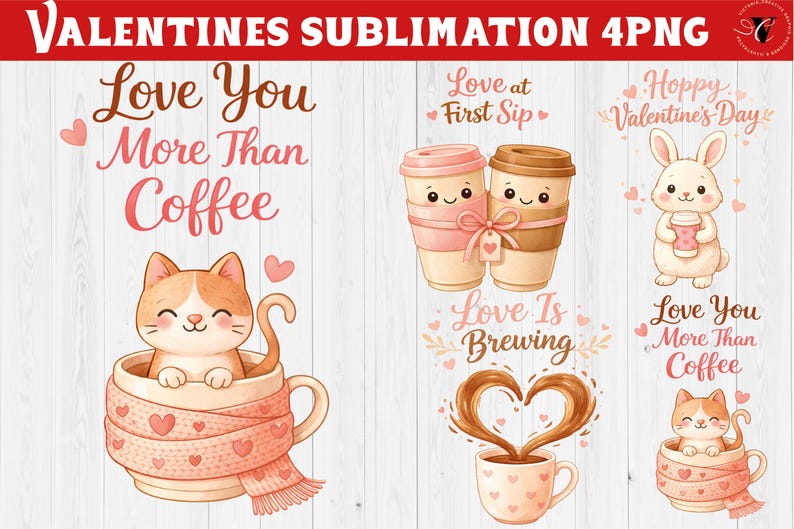 Valentine Coffee Clipart Bundle | 42 Cute Kawaii Coffee Pngs | Cozy ...
