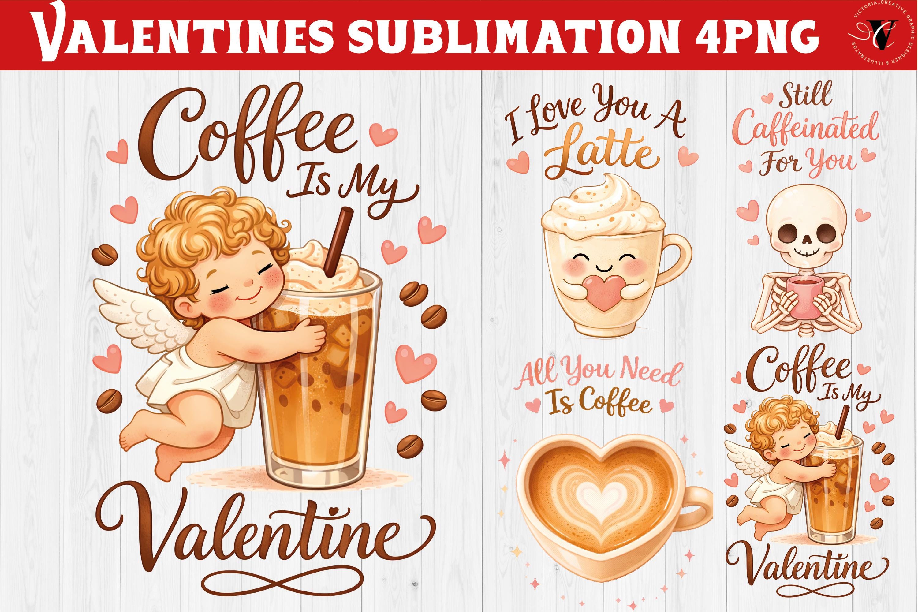 Valentine Coffee Clipart Bundle | 42 Cute Kawaii Coffee Pngs | Cozy ...