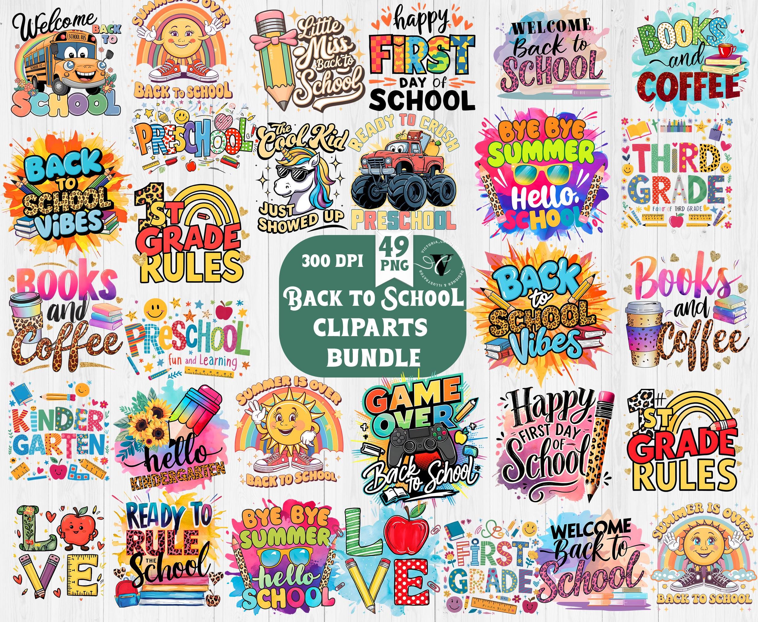 Back to School Clipart Bundle | 49 PNG Designs, First Day School ...