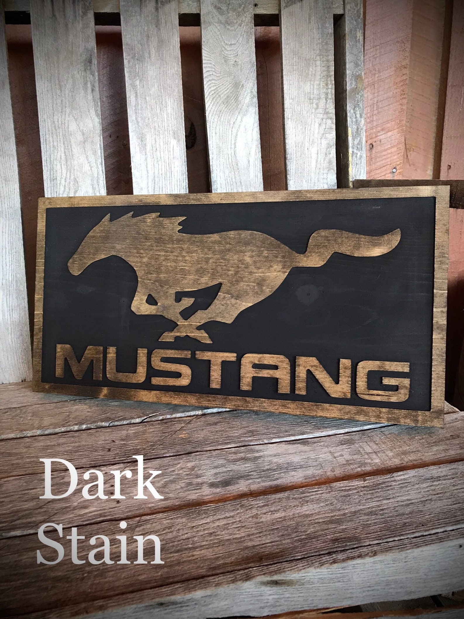 Mustang Sign Wood Carved - Etsy