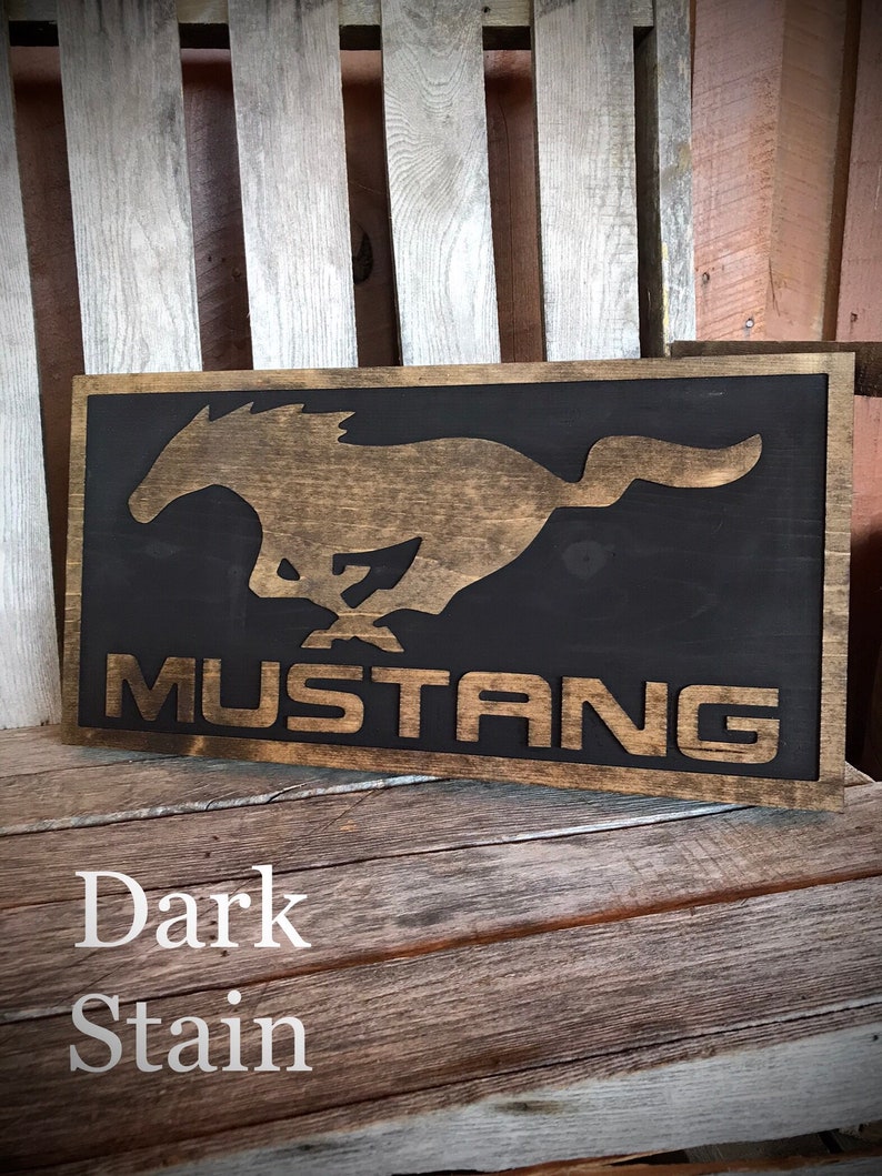 Mustang Sign Wood Carved - Etsy