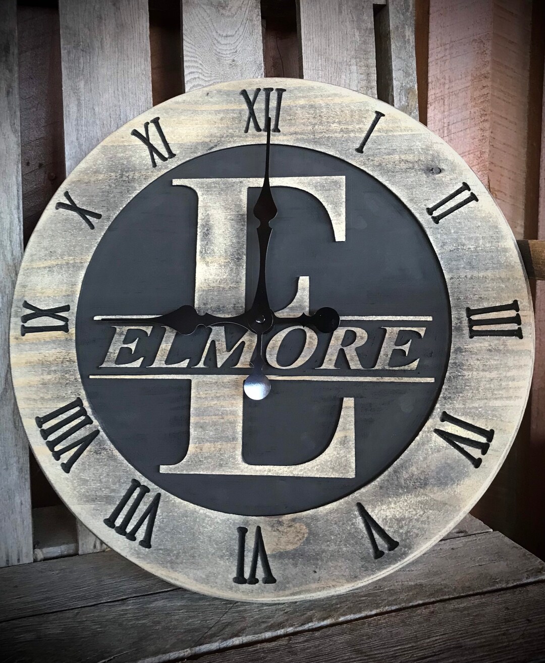 Monogram Clock Custom Personalized Wood Carved Clock - Etsy