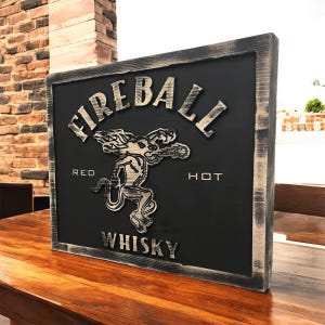 Fireball Whisky Wood Carved Sign Red Hot Cinnamon Whisky - Etsy