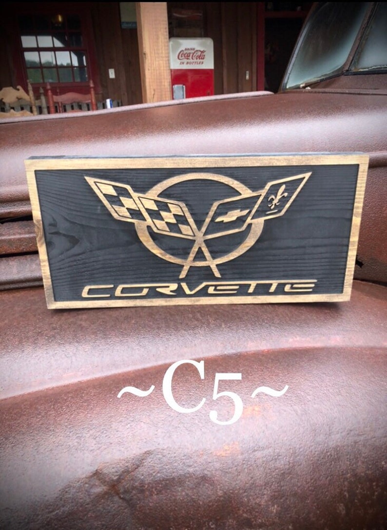 Wood Carved Corvette Sign - Etsy