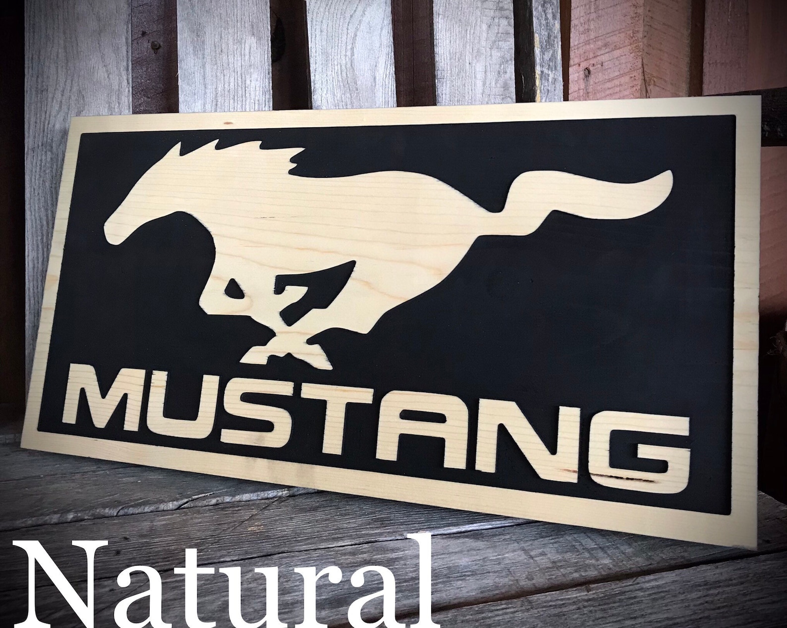 Mustang Sign Wood Carved - Etsy