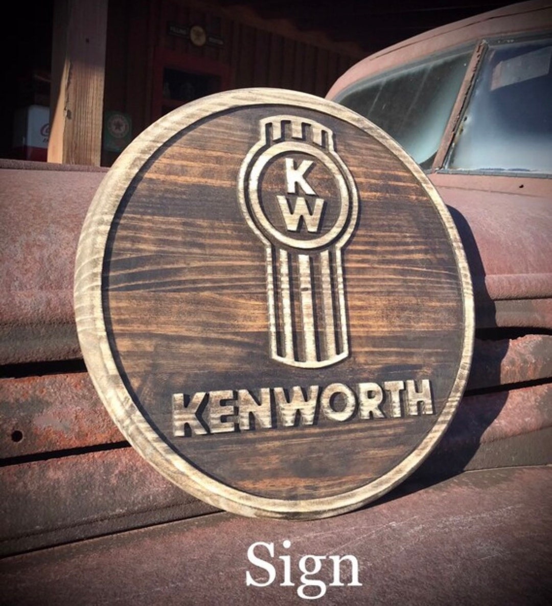 Kenworth Trucking Sign Wood Carved Sign - Etsy
