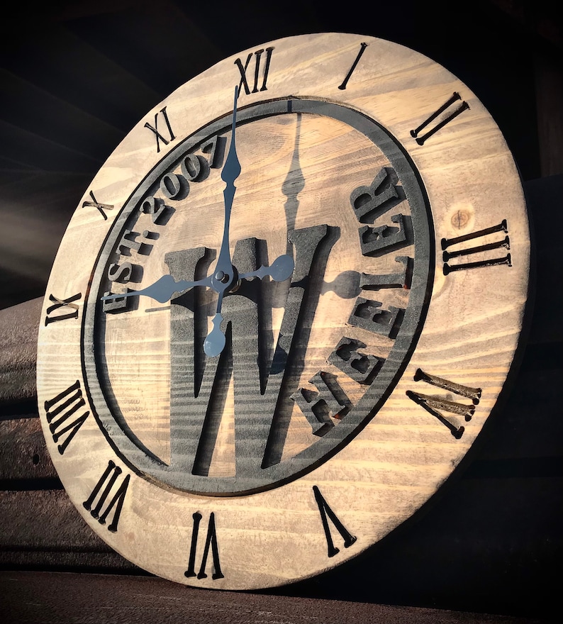 Wood Carved Monogram Personalized Clock - Etsy