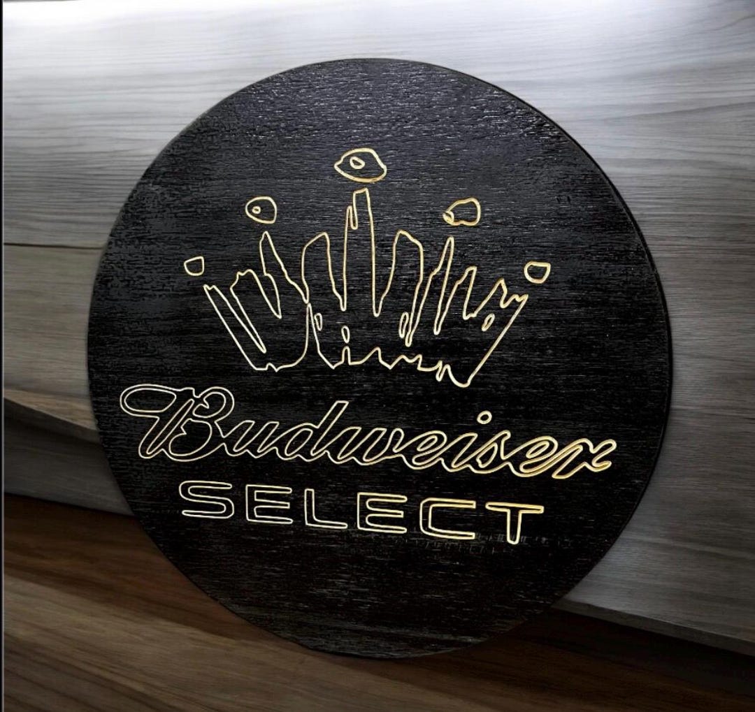 Budweiser Sign Carved Beer Sign King of Beers Round Pub Sign Bar ...