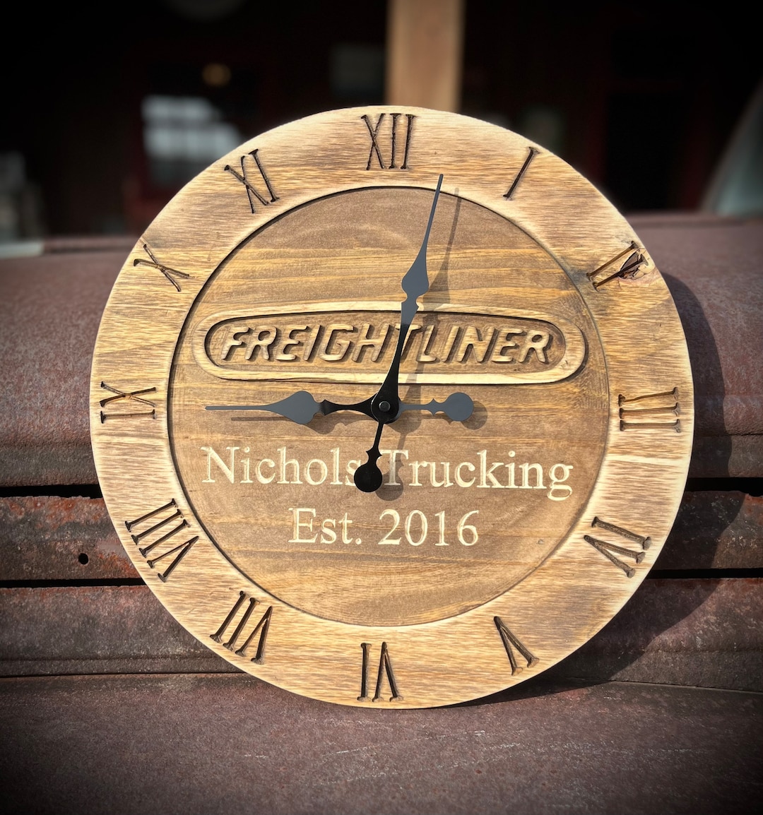 Freightliner Trucking Semi Clock Wood Carved Sign Clock Personalized - Etsy