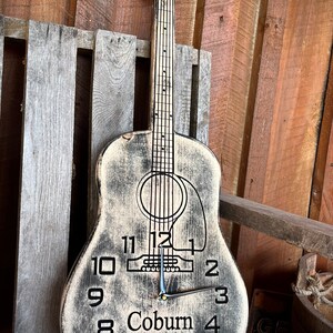 Guitar Clock Wood Carved Acoustic Guitar Clock - Etsy