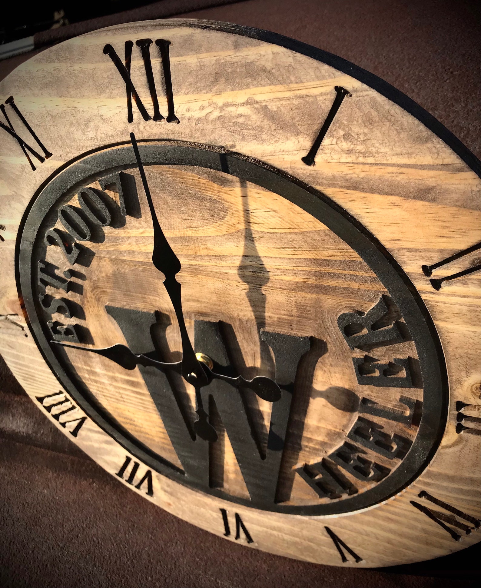 Wood Carved Monogram Personalized Clock - Etsy