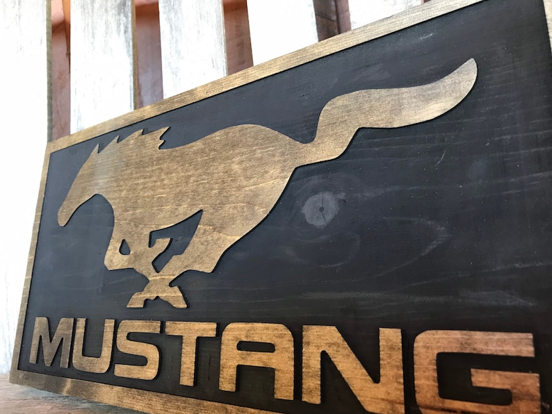 Mustang Sign Wood Carved - Etsy