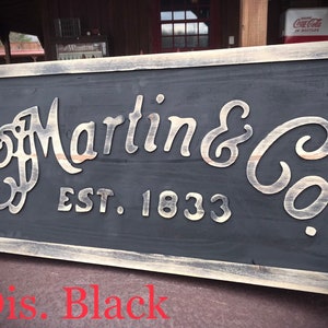 Martin Guitar Sign Wood Carved Sign Cf Martin - Etsy