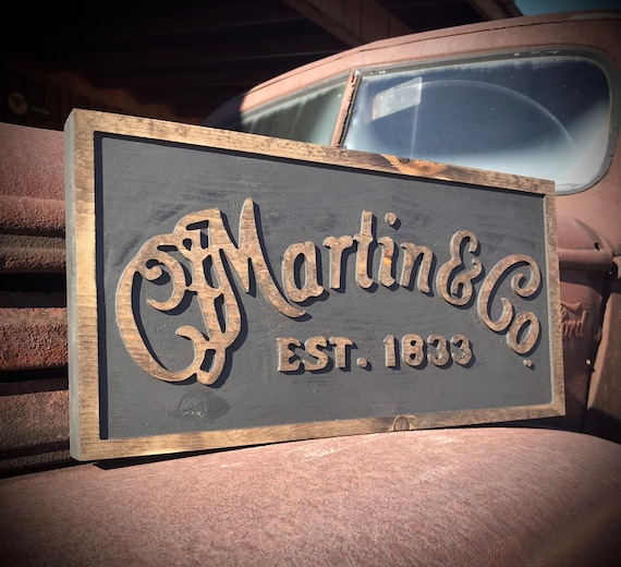 Martin Guitar Sign Wood Carved Sign Cf Martin - Etsy