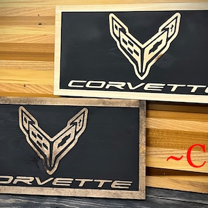 Wood Carved Corvette Sign - Etsy