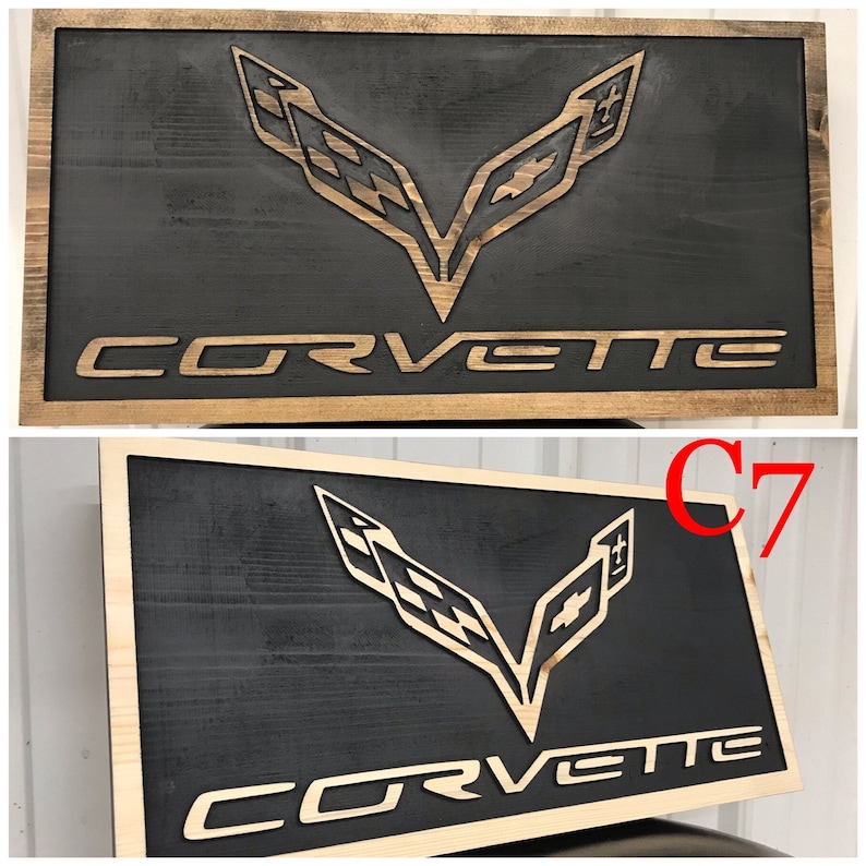 Wood Carved Corvette Sign | Etsy
