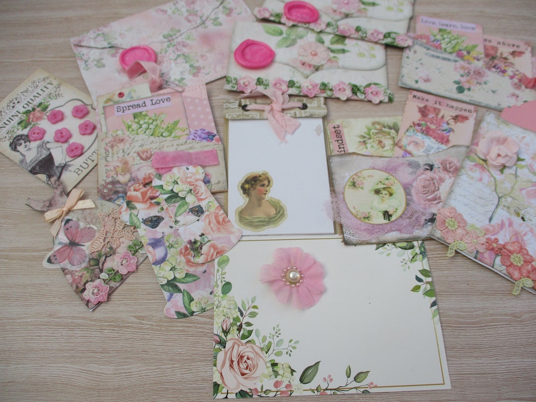 JOURNAL ITEMS NO G Flowers Tags Lace Envelope Book Pink - Etsy