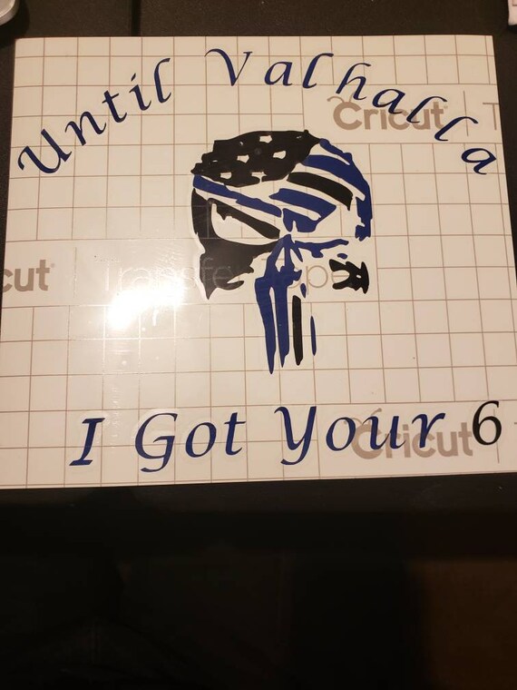 7in x 7in Blue and Black Valhalla Decal Mixed Media & Collage Art ...