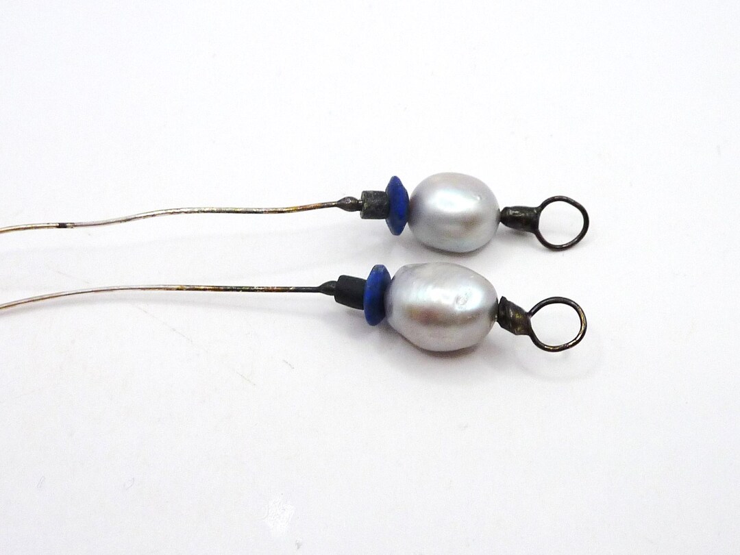 2 Soldered Pearl Eye Pins Whimsical Hand Made Jewelry Findings Artisan ...