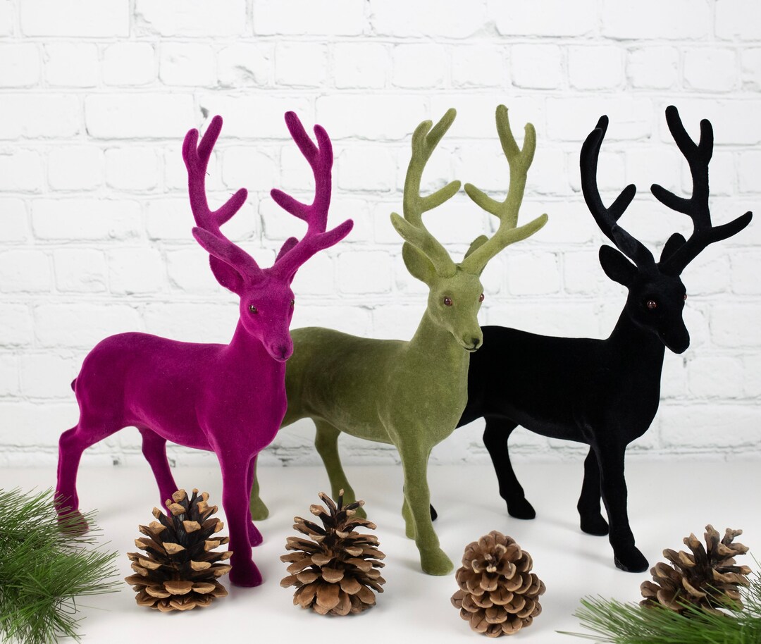 Deer Flocked in Different Colors/christmas Decoration/flocked Deer - Etsy