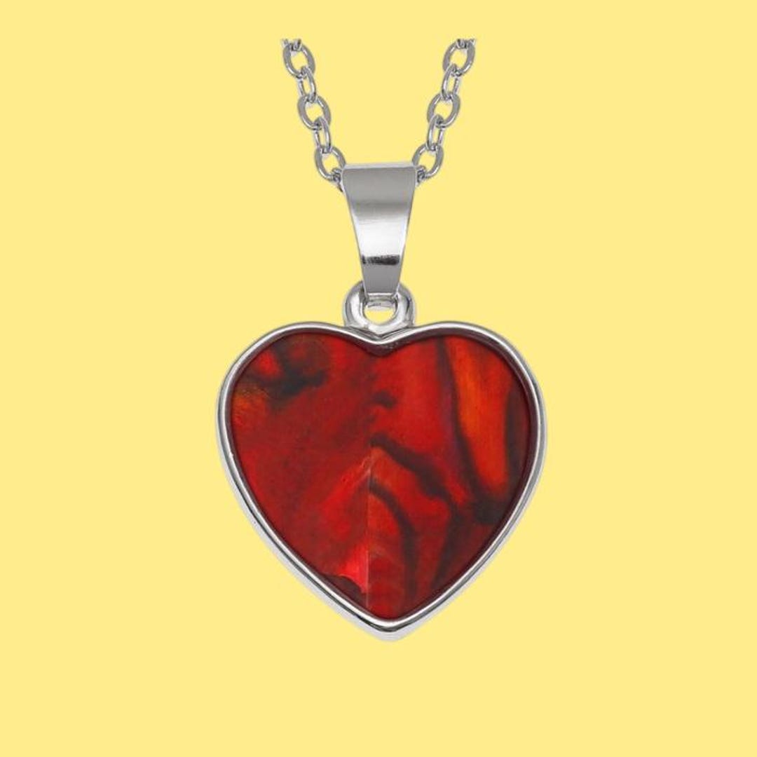 Paua Shell Red Heart Necklace - Etsy