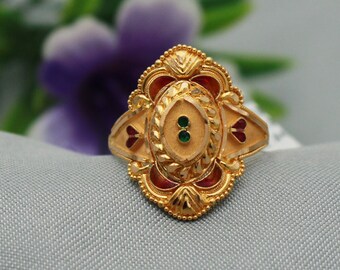 Light Weight Engraving Hand Carved 22k Yellow Gold Ring Indian - Etsy