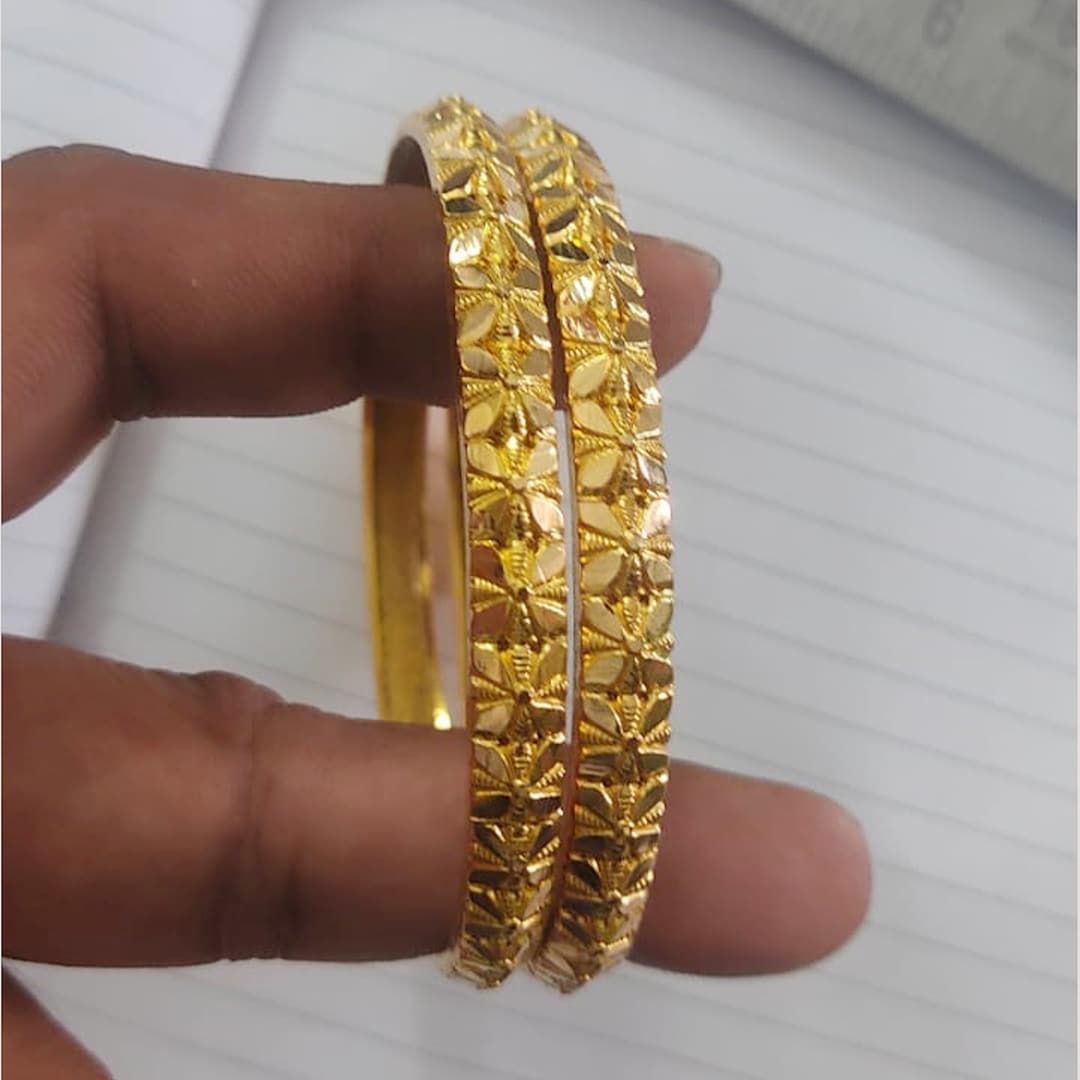 22k Gold Bangle Indian Handmade Lightweight Wax Filled, Single Bangle ...