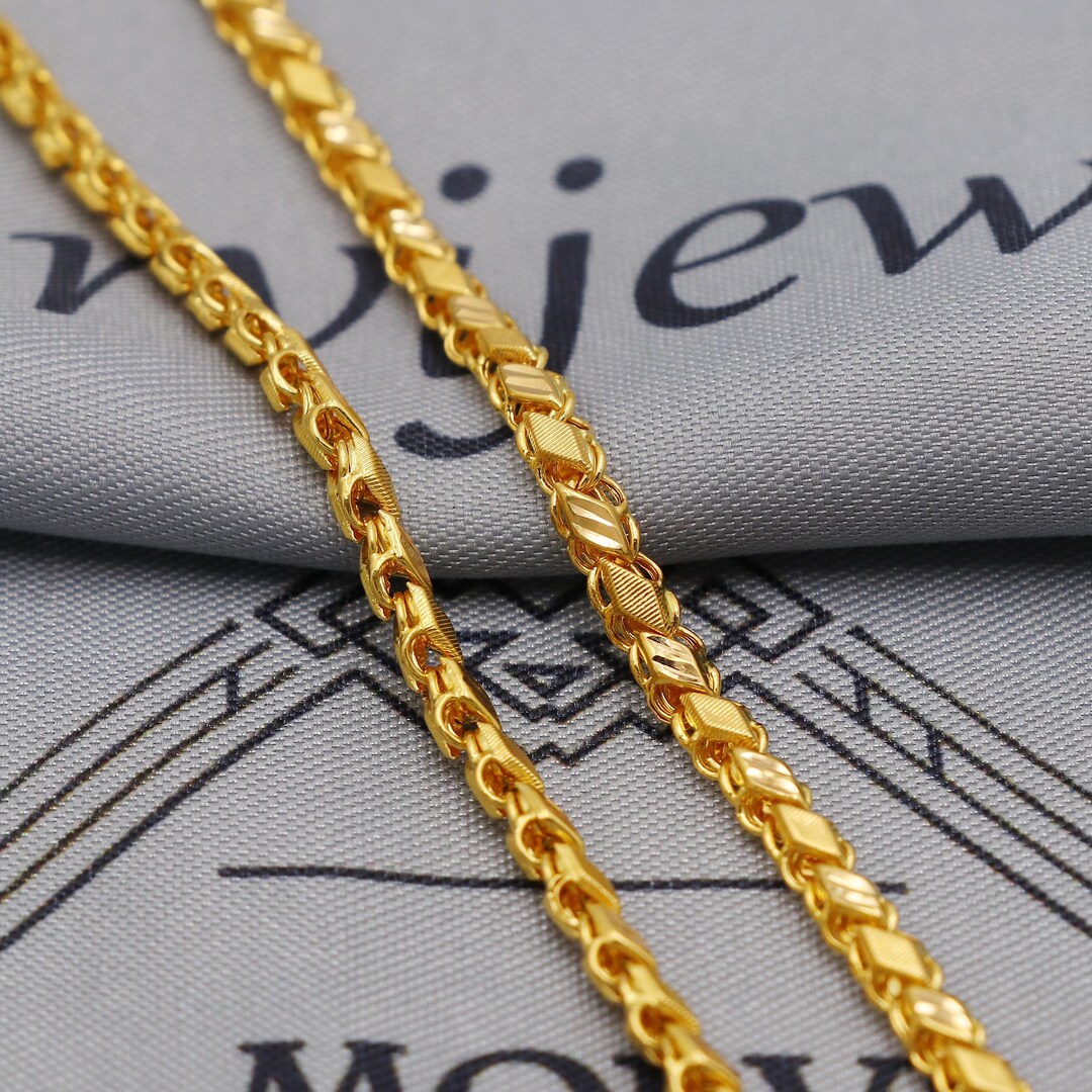 22K Gold Franco Diamond Shape Chain, Yellow Gold Capped Chain, Special ...