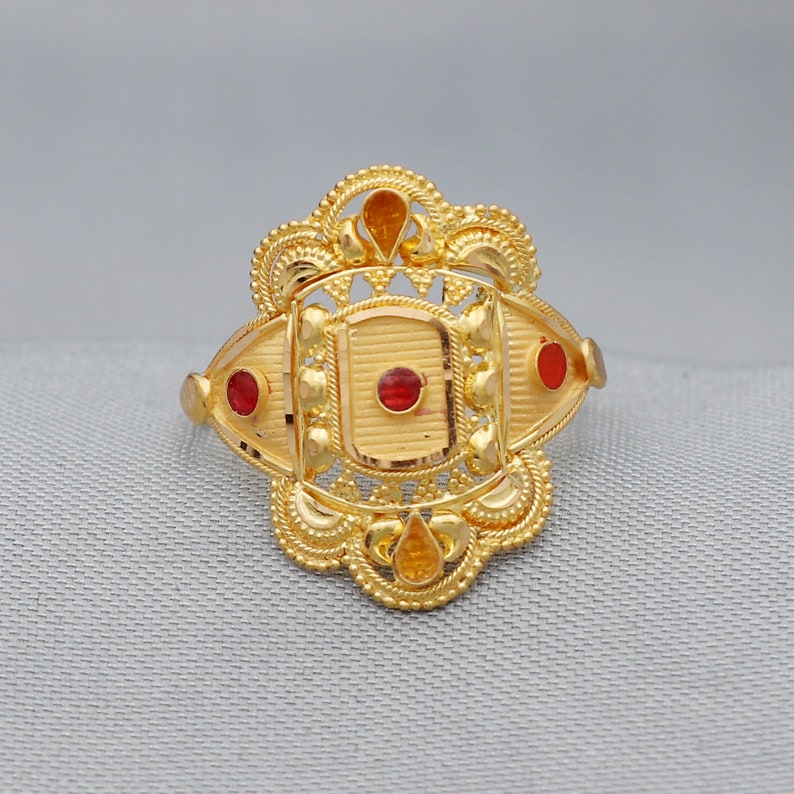22k Gold Ring Indian Gold Ring Indian Gold Jewelry Enamel - Etsy