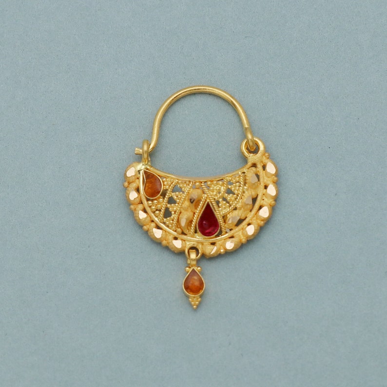 22k Yellow Gold Hoop Nose Ring Nath Handmade Big Yellow Gold - Etsy