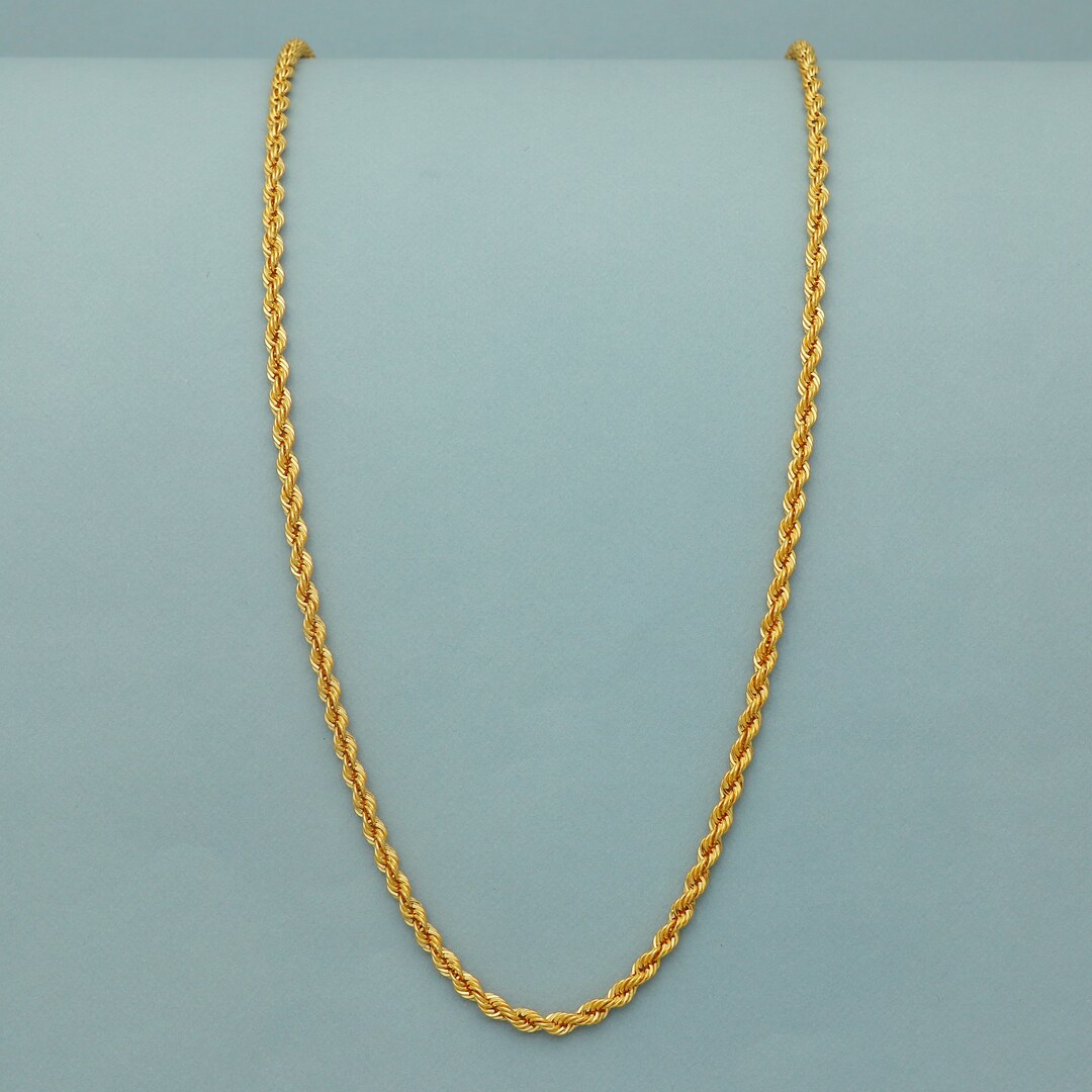 Rope Style 22k Yellow Gold Chain Necklace Gift , All Sizes, 22k Karat ...