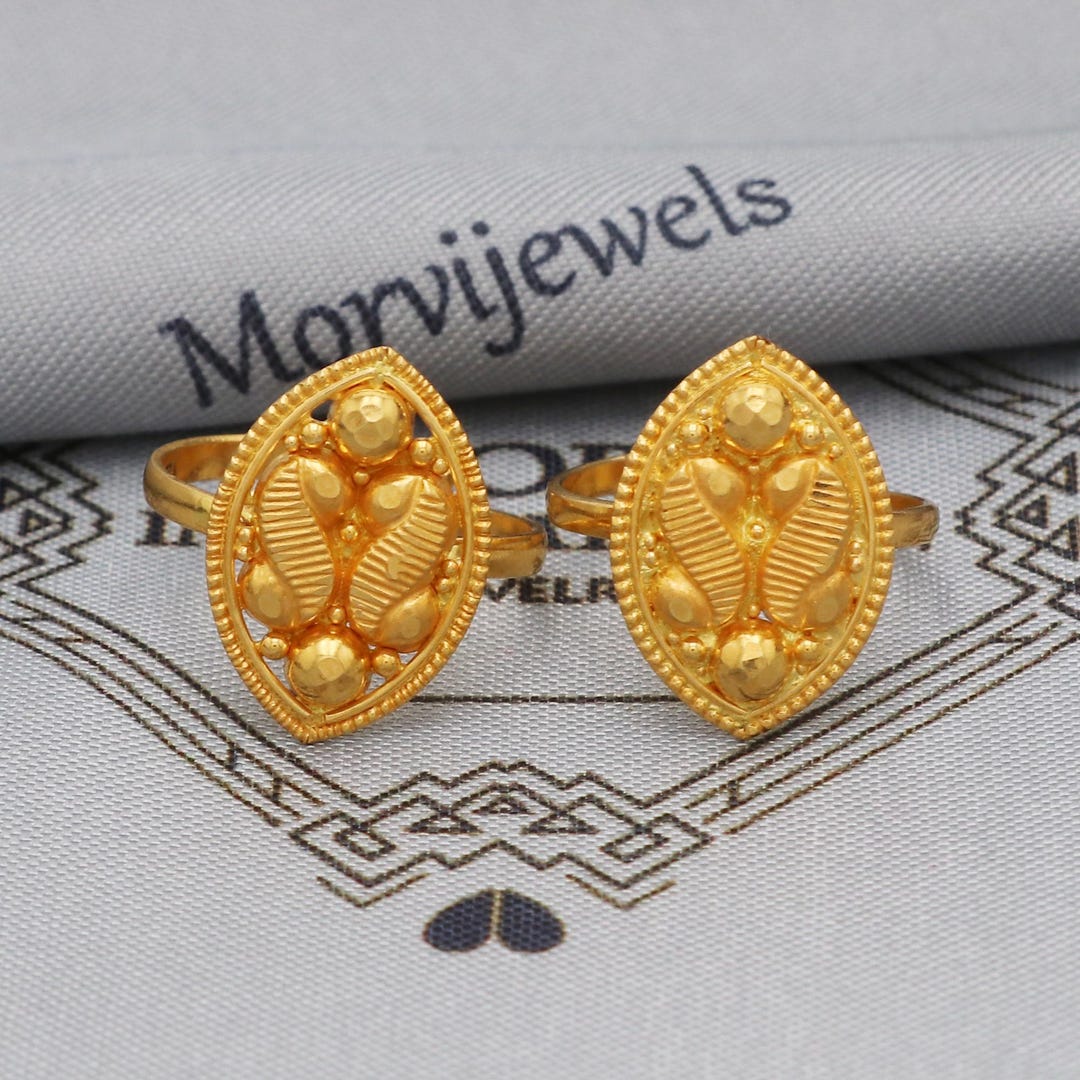 Solid 22k Pure Gold Finger Toe Ring, Handmade Gold Toe Ring Pair for ...