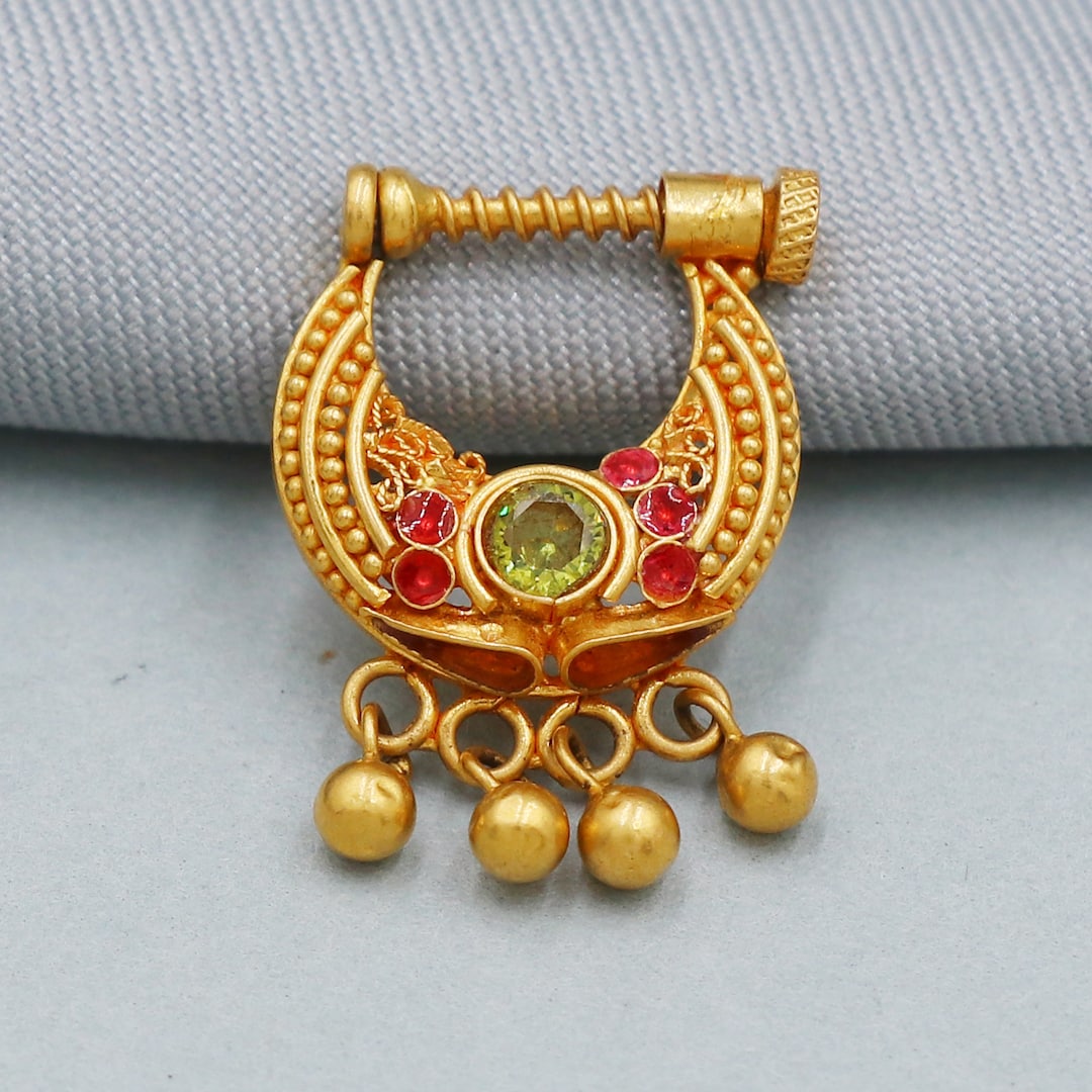 Pure Gold Nath Nose Ring Traditional Indian Handmade Nose Pin, 22k ...