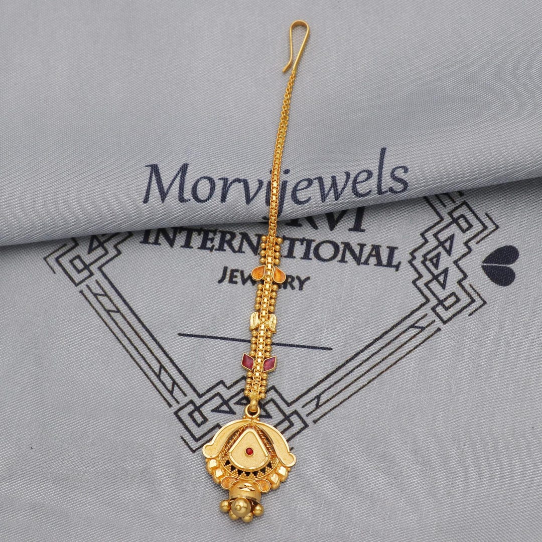 22k Gold Maang Tikka Head Pendant Jewelry for Wedding Party Wear ...