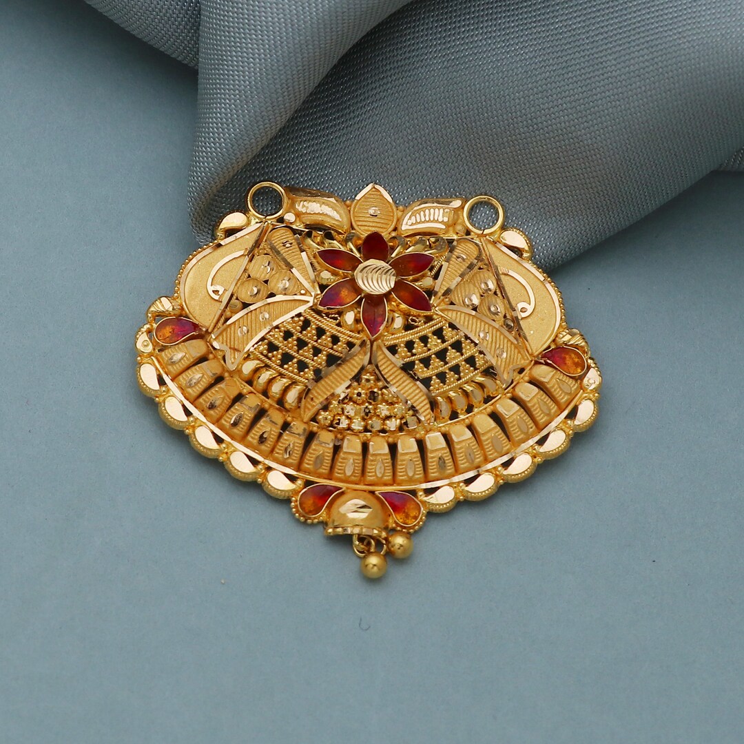 Antique Vintage 22k Yellow Gold Amulet Pendant Enamel Work Indian ...