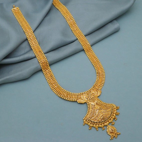 22k Yellow Gold Earrings Necklace Set Gift All Sizes 22k Karat 22kt 22ct Indian Gold Handmade Wedding Necklace Indian Jewelry for Gift Etsy