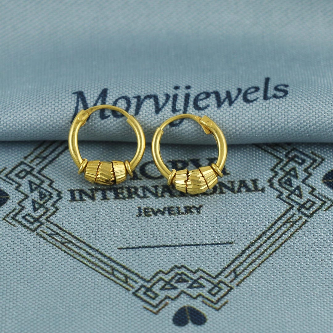 18k Gold Bali Hoop Earrings Small for Cartilage Kids Child Women ...