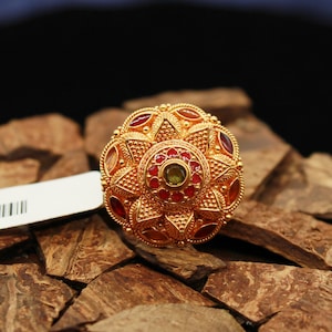 22k Yellow Gold Ring, Indian Handmade Intricate Vintage Design ...