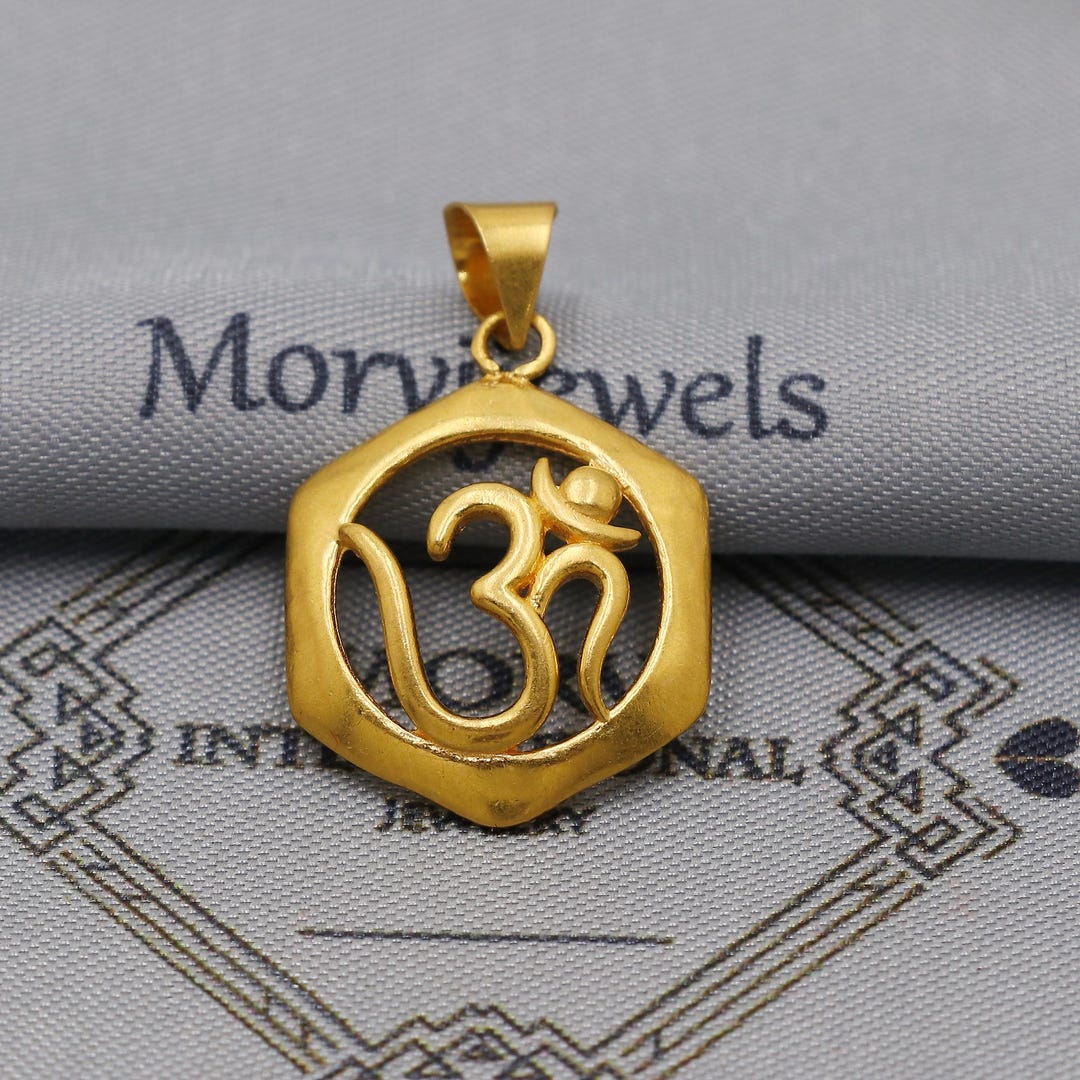 22k Yellow Gold Aum Om Pendant: Handmade Indian Jewelry, K6258 - Etsy