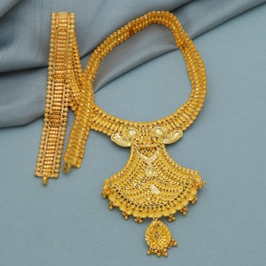 22k Yellow Gold Earrings Necklace Set Gift , All Sizes, 22k Karat 22kt ...