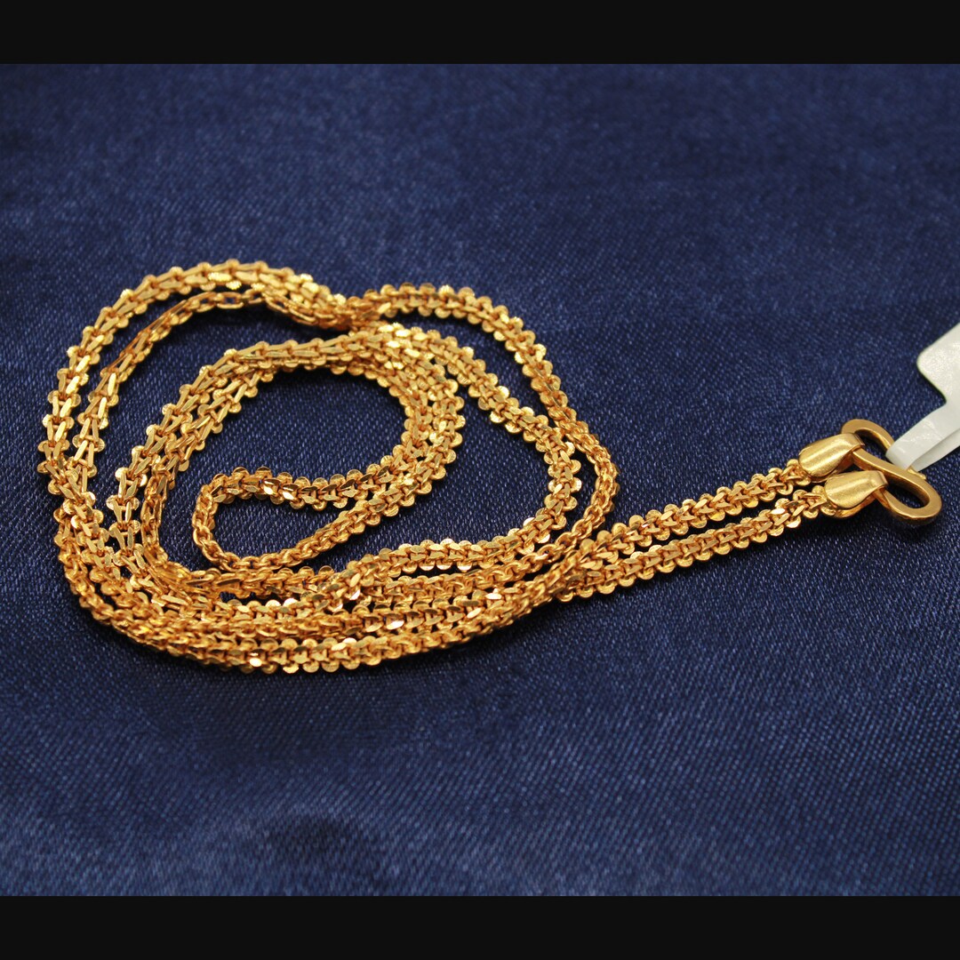 Pure 22k Solid Yellow Gold Chain Necklace for Men Women Anniversary ...