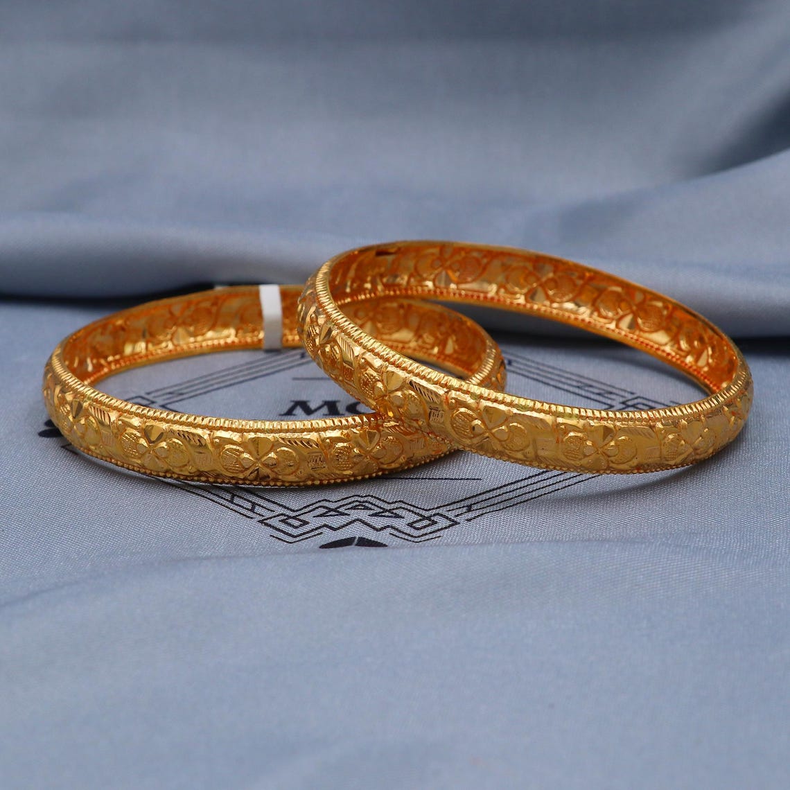 22k Gold Bangles Indian Handmade Lightweight Wax Filled, Traditional ...