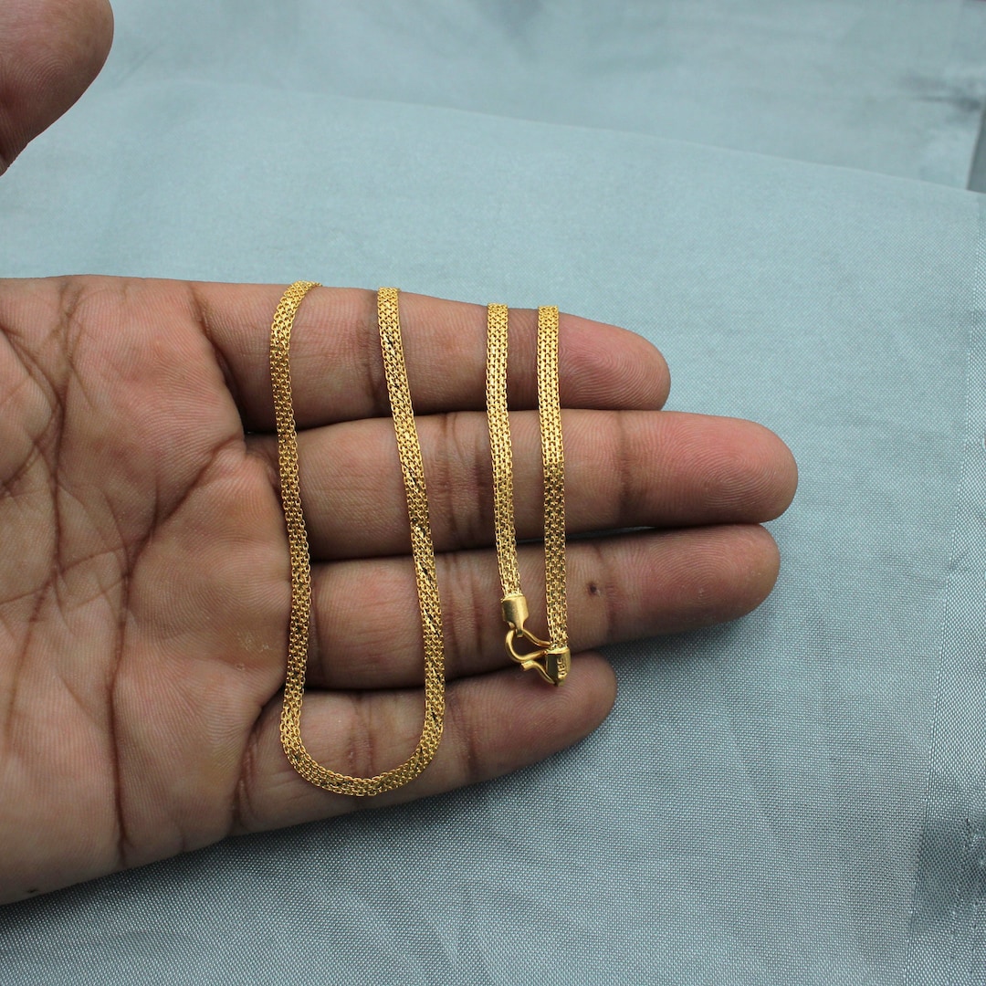 22k Gold Chain Necklace Indian Handmade Jewelry, Pure Gold Chain, Real ...