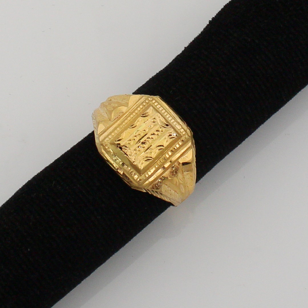 22k Yellow Gold Ring Size All, Hand Carved Gold Ring Jewelry, Light ...
