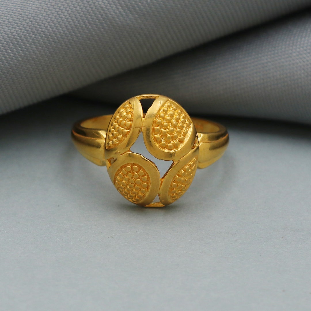 22k Yellow Gold Unique Style Ring Size All, Oval Shape Real Gold Ring ...