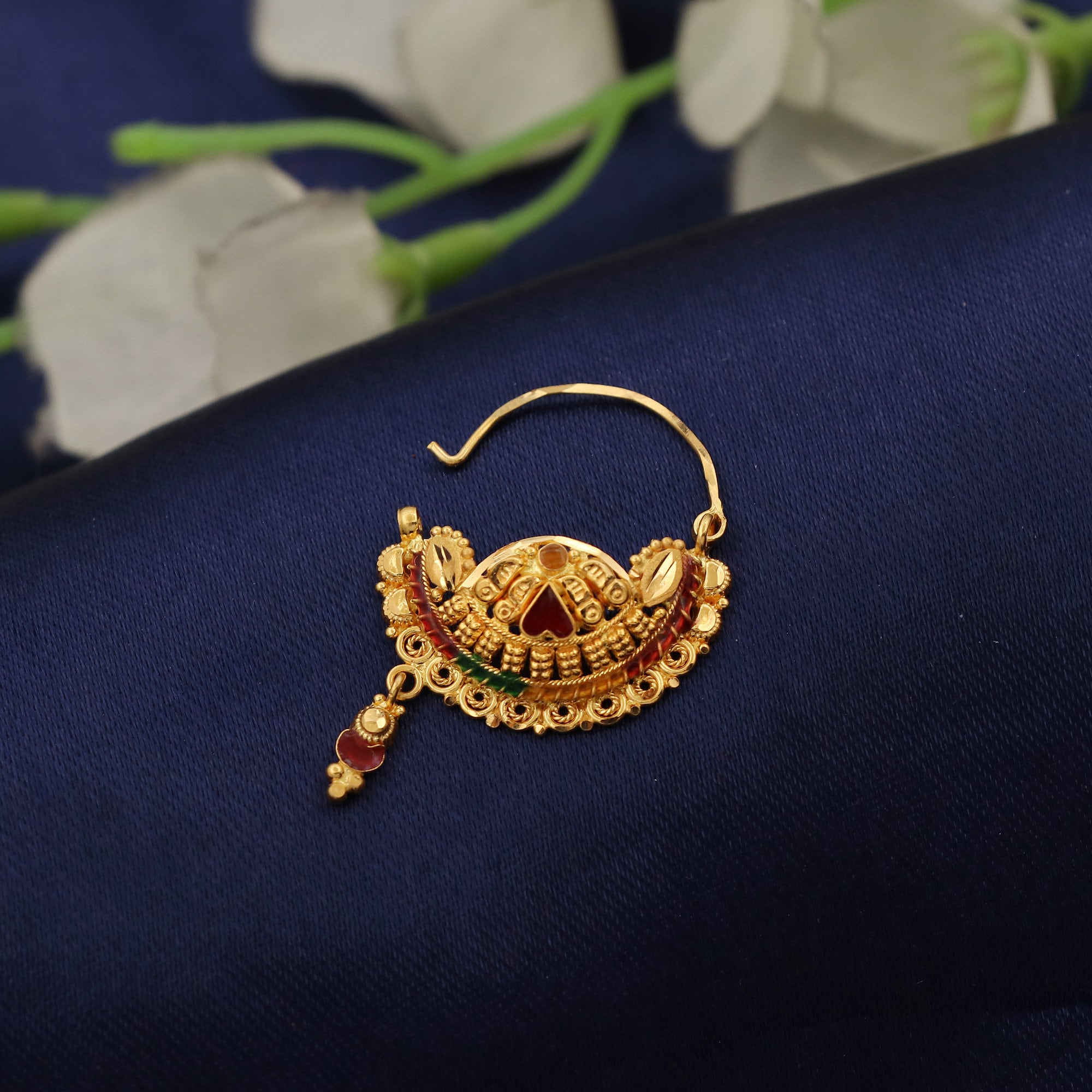 22k Gold Nath for Nose Traditional Indian Gold Nose Pin - Etsy Hong Kong