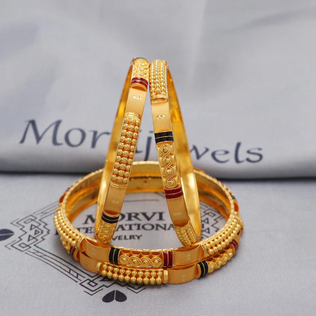 Pure 22k Gold Bangles Indian Handmade Asian Vintage Design, Traditional ...