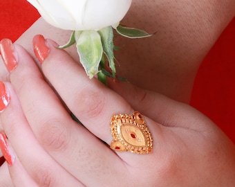 Hand Carved 22k Yellow Gold Ring , Pure Handmade Indian Gold Jewelry ...