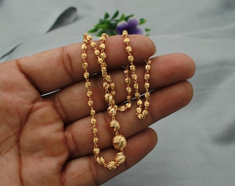 22K Yellow Gold Graduated Fancy Moon-cut Ball Chain Necklace - Etsy